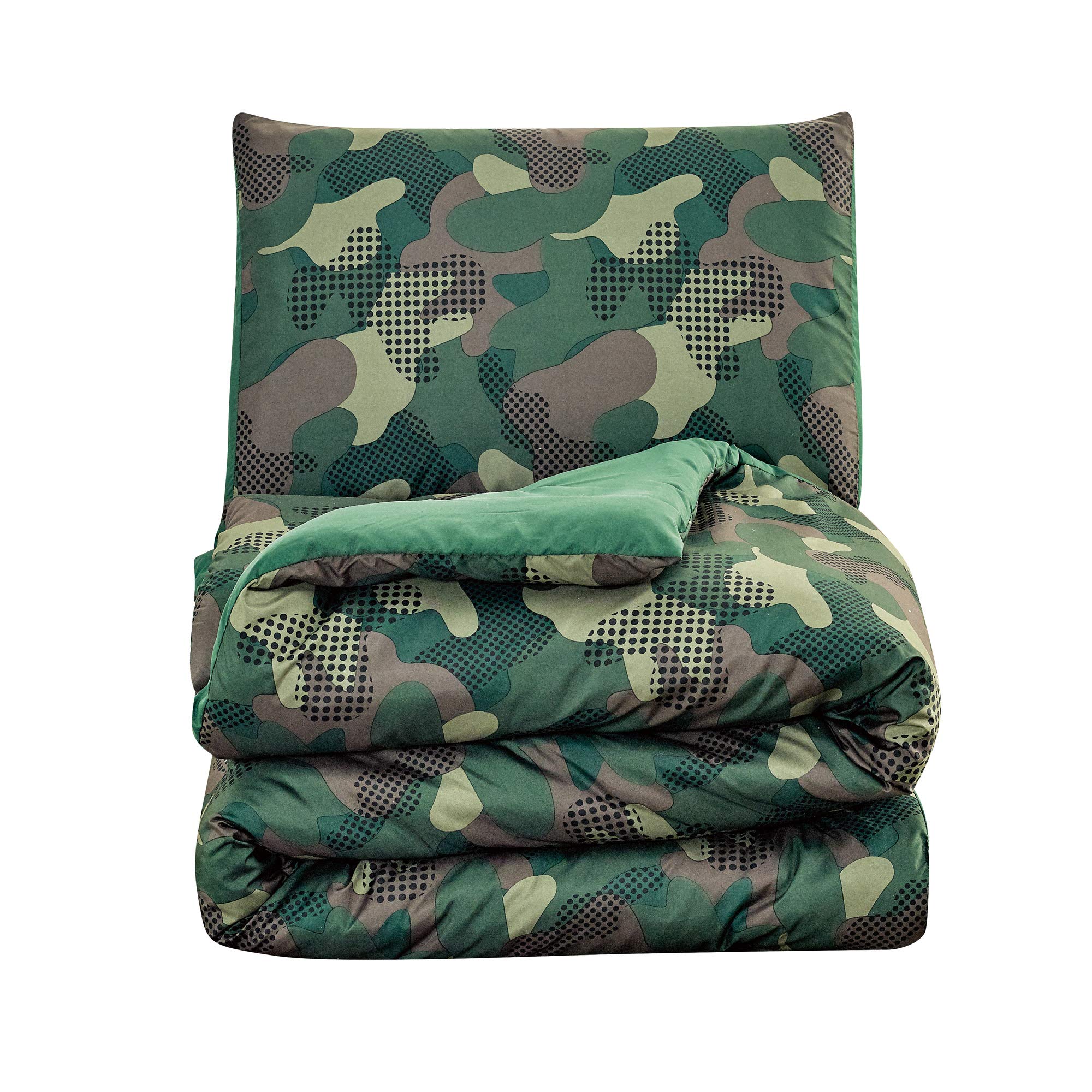 WPM Kids Collection Bedding 4 Piece Boys Army Green Twin Size Comforter Set with Sheet Pillow sham and Military Truck Toy Desert Camouflage Uniform Design (Camouflage Military, Twin Comforter)