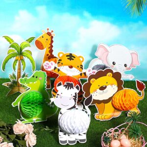 Blulu 27 Pieces Jungle Animals Cutouts Jungle Themed Party Decorations 3D Jungle Animals Cardboard Paper Cutouts for Classroom Bulletin Board Animals Theme Party Birthday Party Baby Shower