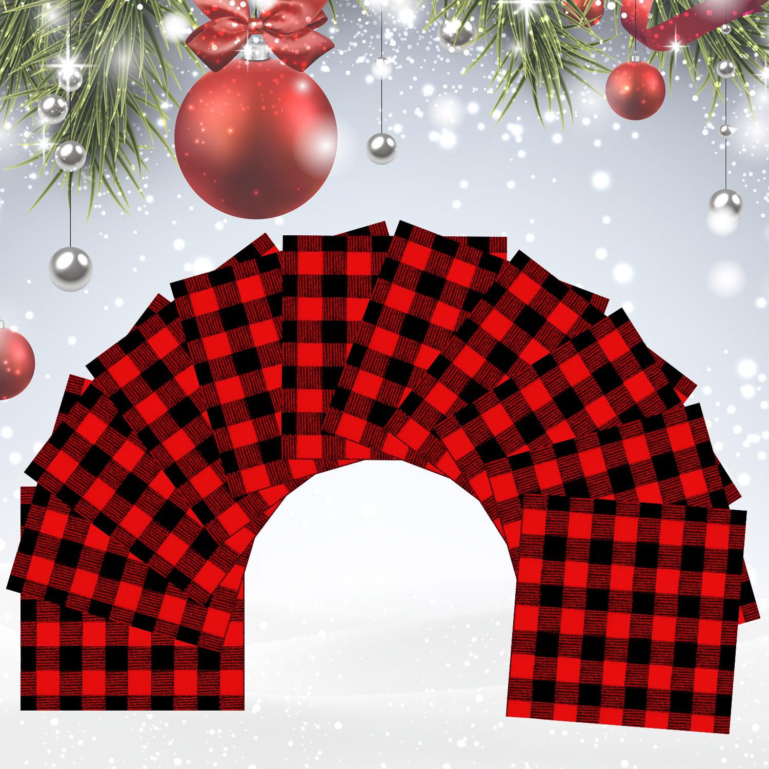 40 Pieces Christmas Buffalo Plaid Fabric Precut Fabric Cotton Squares Quilting Fabric Red and Black Fabric for DIY Sewing Quilting Patchwork Crafts, 5.9 x 5.9 Inch