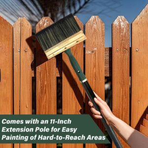 KINGORIGIN Deck Stain Brush, 7 Inch Paint Brush, Quick Deck Brush with Threaded Handle for Extension Use, Paint Brushes for Walls, Stain Brushes for Wood, Fence and Furniture