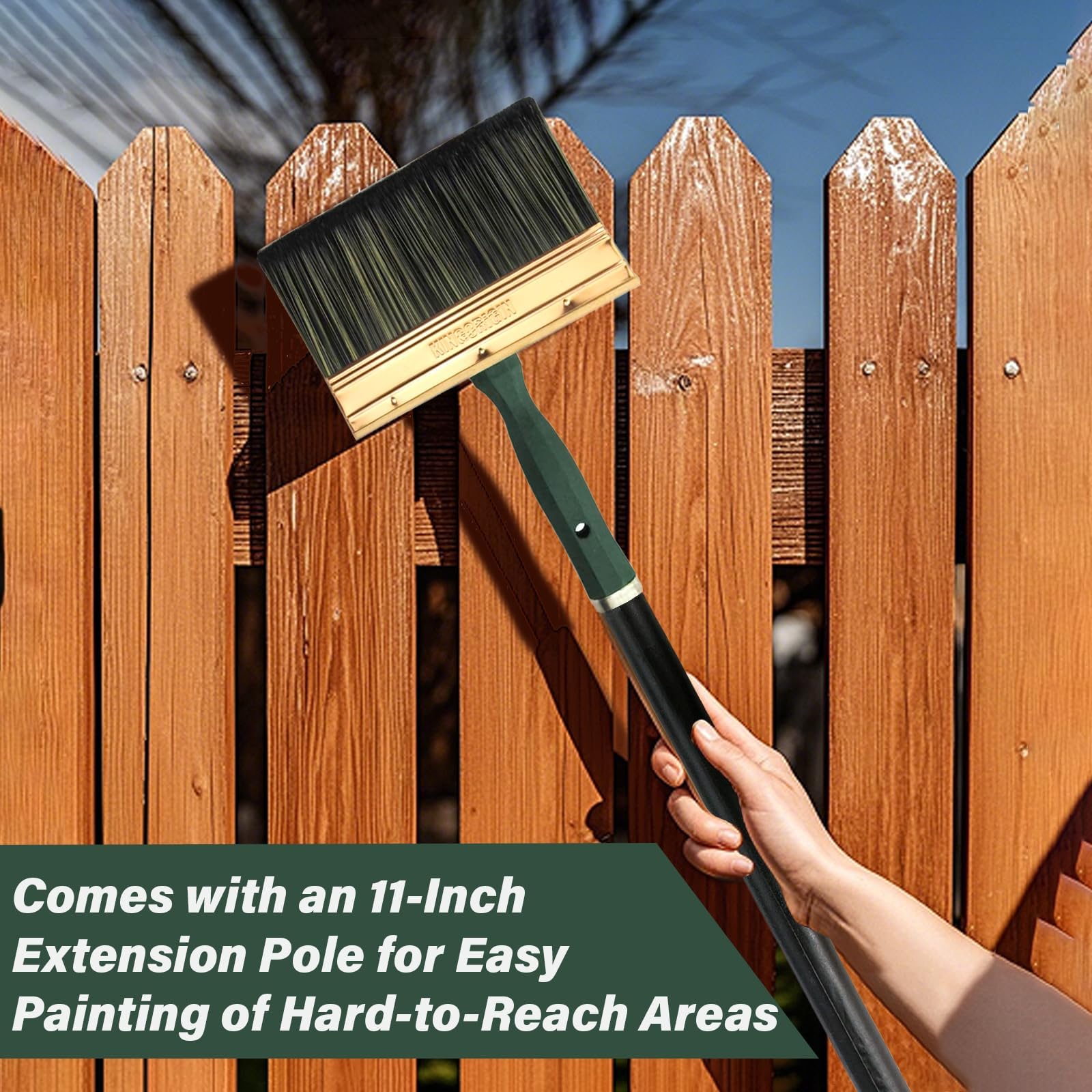 KINGORIGIN Deck Stain Brush, 7 Inch Paint Brush, Quick Deck Brush with Threaded Handle for Extension Use, Paint Brushes for Walls, Stain Brushes for Wood, Fence and Furniture