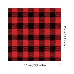 40 Pieces Christmas Buffalo Plaid Fabric Precut Fabric Cotton Squares Quilting Fabric Red and Black Fabric for DIY Sewing Quilting Patchwork Crafts, 5.9 x 5.9 Inch