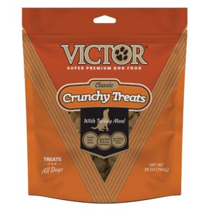 victor super premium dog food – classic crunchy dog treats with turkey meal – gluten-free treats for small, medium and large breed dogs, 28oz