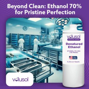 Volu-Sol Reagent-Grade 70% Denatured Ethanol (140 Proof) - Designed for Research & Industrial Applications, Non-Consumable - Preferred by Healthcare & Veterinary Professionals - 1000 mL / 32 oz