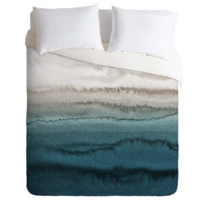 society6 monika strigel within the tides-crashing waves teal full/queen duvet cover and 2 pillow shams set, multi