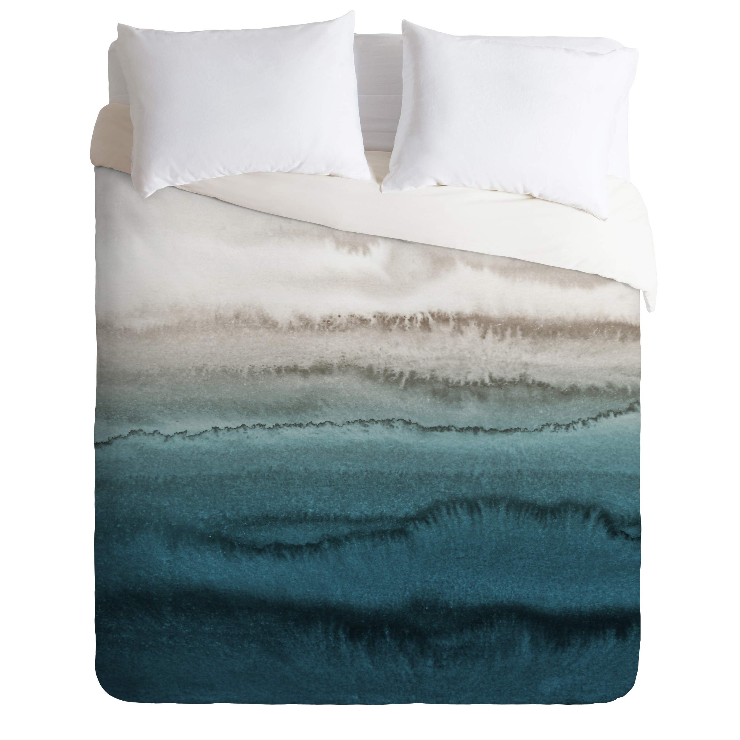 Society6 Monika Strigel Within The Tides-Crashing Waves Teal Full/Queen Duvet Cover and 2 Pillow Shams Set, Multi