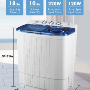 Cucina Magica Portable Twin Tub Washing Machine - 28Lbs Capacity for Apartments, RVs, Dorms, and Camping - 18Lbs Washer, 10Lbs Spinner Combo, Quiet with Drain Pump, Semi-Automatic Control