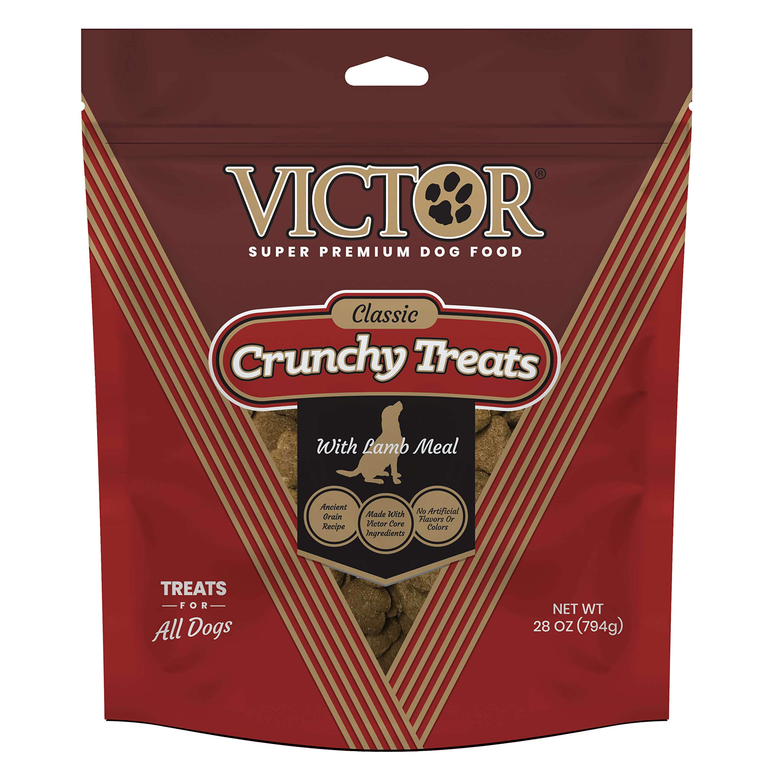 Victor Super Premium Dog Food – Classic Crunchy Dog Treats with Lamb Meal – Gluten-Free Treats for Small, Medium and Large Breed Dogs, 28oz