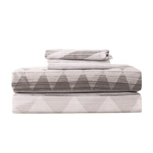 Modern Geo Aztec Duvet Cover Striped Ethnic Boho Southwestern Native Navajo Tribal Diamond Vector 400TC Cotton Bedding 3pc Set Bohemian Geometric Print (Taupe, Full/Queen)