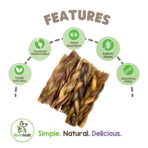 Nature Gnaws Braided Pork Bully Sticks for Dogs 5-6" (20 Count) - Long Lasting for Small and Medium Dogs - Natural Bacon Dog Chew Treats - Rawhide Free