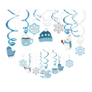 christmas snowman,snowflake,winter,snow frozen hanging swirl decorations for festival,party,together,celling,classroom,home,office,bedroom(30ct)