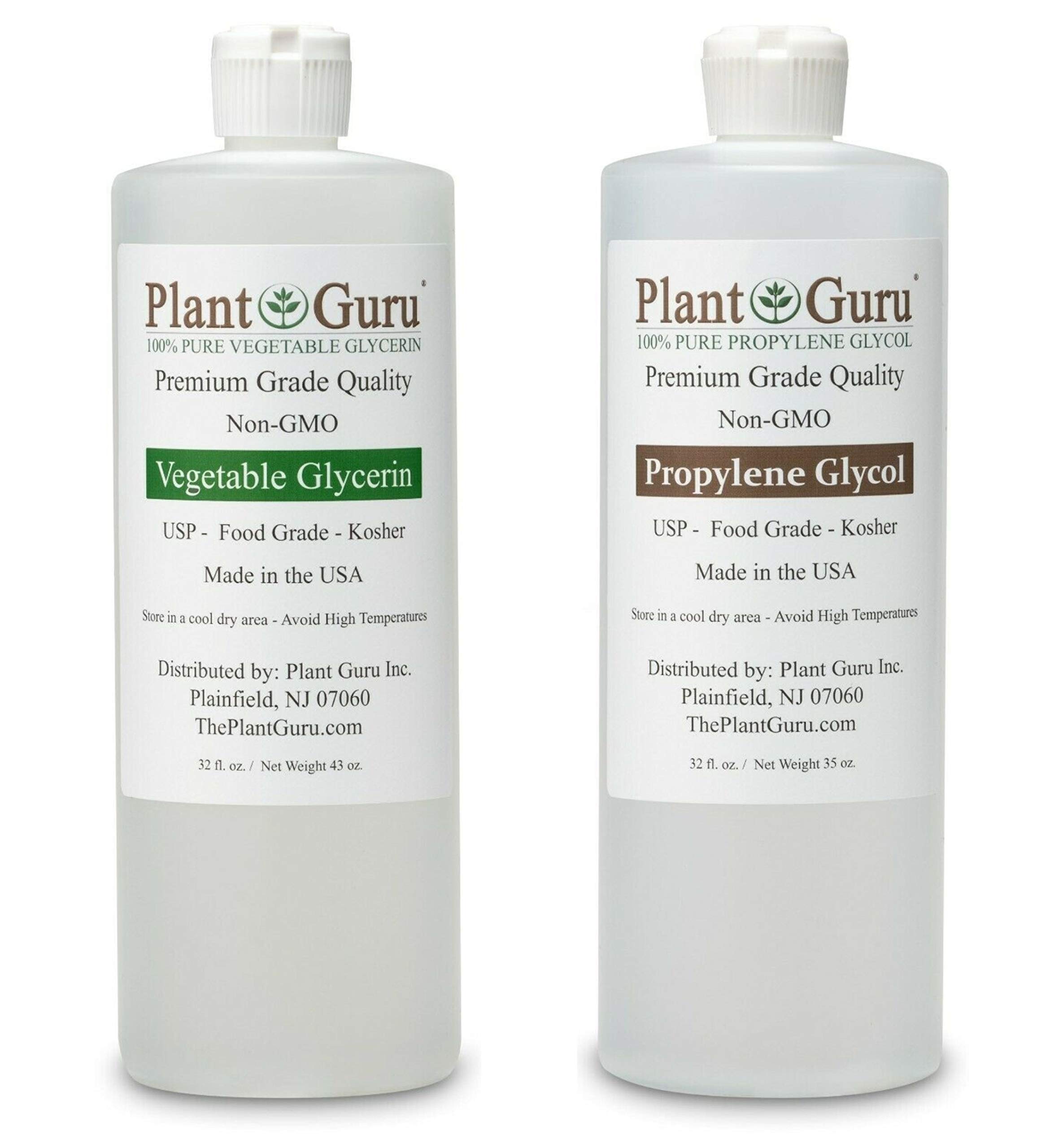 Vegetable Glycerin and Propylene Glycol 32 oz. Each Food Grade USP Kosher 99.9% Pure