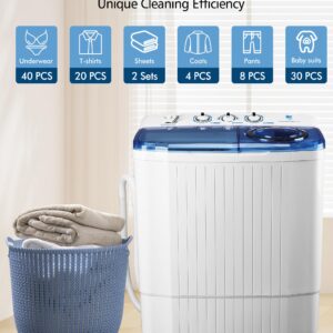 Cucina Magica Portable Twin Tub Washing Machine - 28Lbs Capacity for Apartments, RVs, Dorms, and Camping - 18Lbs Washer, 10Lbs Spinner Combo, Quiet with Drain Pump, Semi-Automatic Control