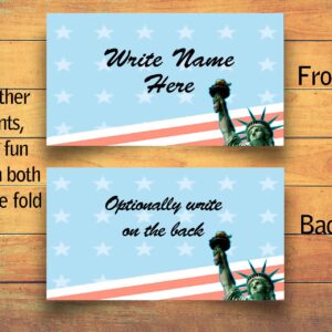 Stonehouse Collection Table Tent Place Cards - 25 Patriotic Theme Guest Seating Name Cards - American Flag Table Tents - Wedding Seating, Party Name Cards