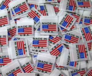 100 pcs white woven sewing garment clothing label tags - american flag made in u.s.a.