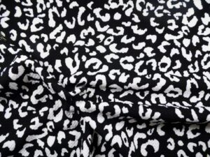 bullet printed liverpool textured fabric stretch cheetah black with white o21