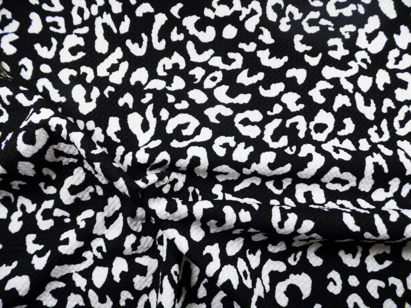 Bullet Printed Liverpool Textured Fabric Stretch Cheetah Black with White O21