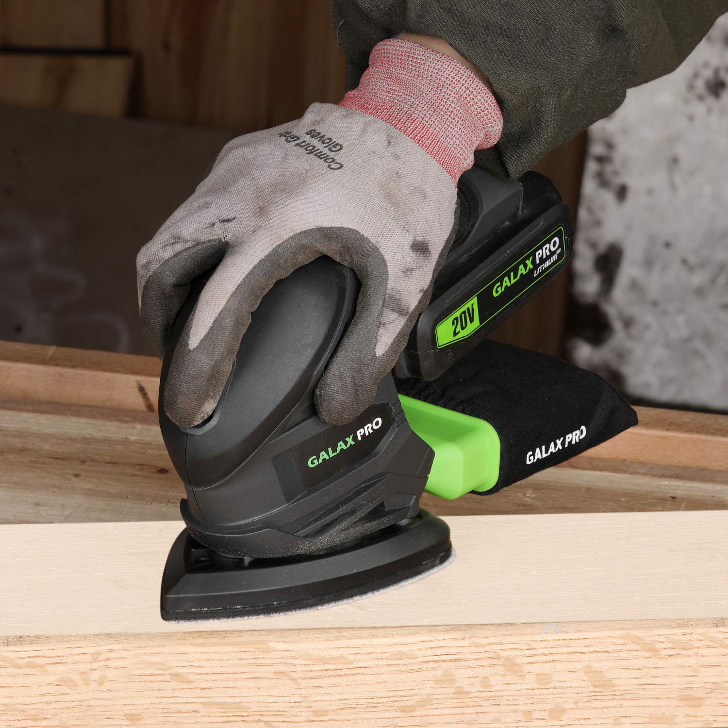 GALAX PRO Cordless Detail Sander 20V, 20Pcs Sandpapers,12000 RPM Sanders with Dust Collection System for Tight Spaces Sanding in Home Decoration, Battery and Charger Included