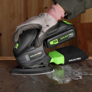 GALAX PRO Cordless Detail Sander 20V, 20Pcs Sandpapers,12000 RPM Sanders with Dust Collection System for Tight Spaces Sanding in Home Decoration, Battery and Charger Included