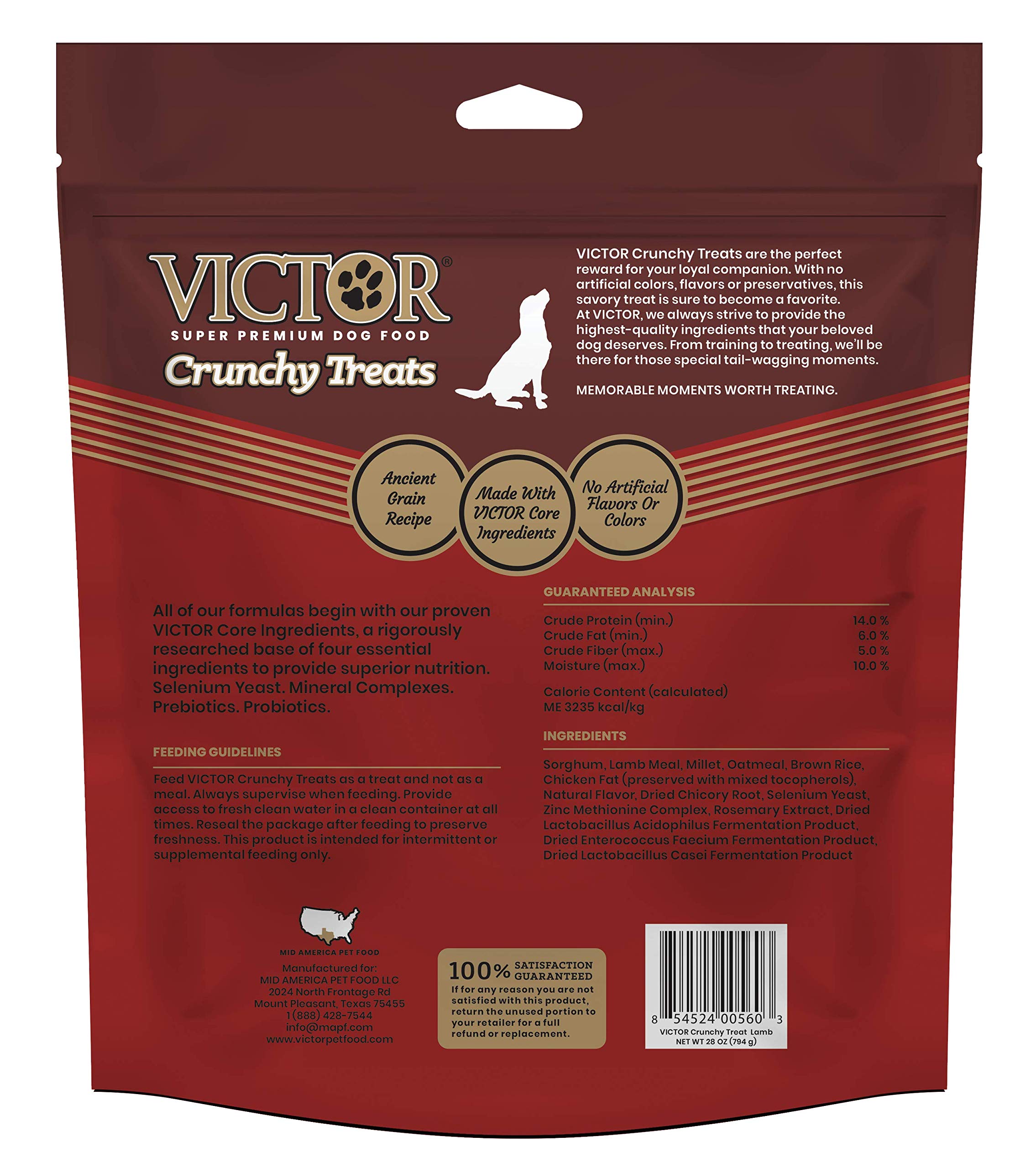 Victor Super Premium Dog Food – Classic Crunchy Dog Treats with Lamb Meal – Gluten-Free Treats for Small, Medium and Large Breed Dogs, 28oz