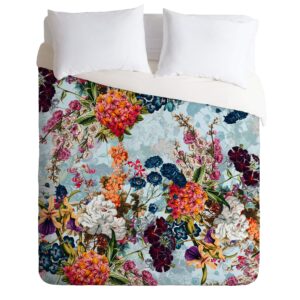 society6 burcu korkmazyurek summer botanical garden viii full/queen duvet cover and 2 pillow shams set, multi