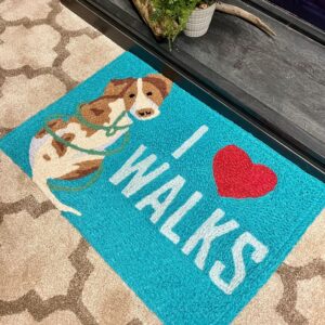 Jellybean Indoor/Outdoor Decorative I Luv Walks Accent Rug - 21" X 33"