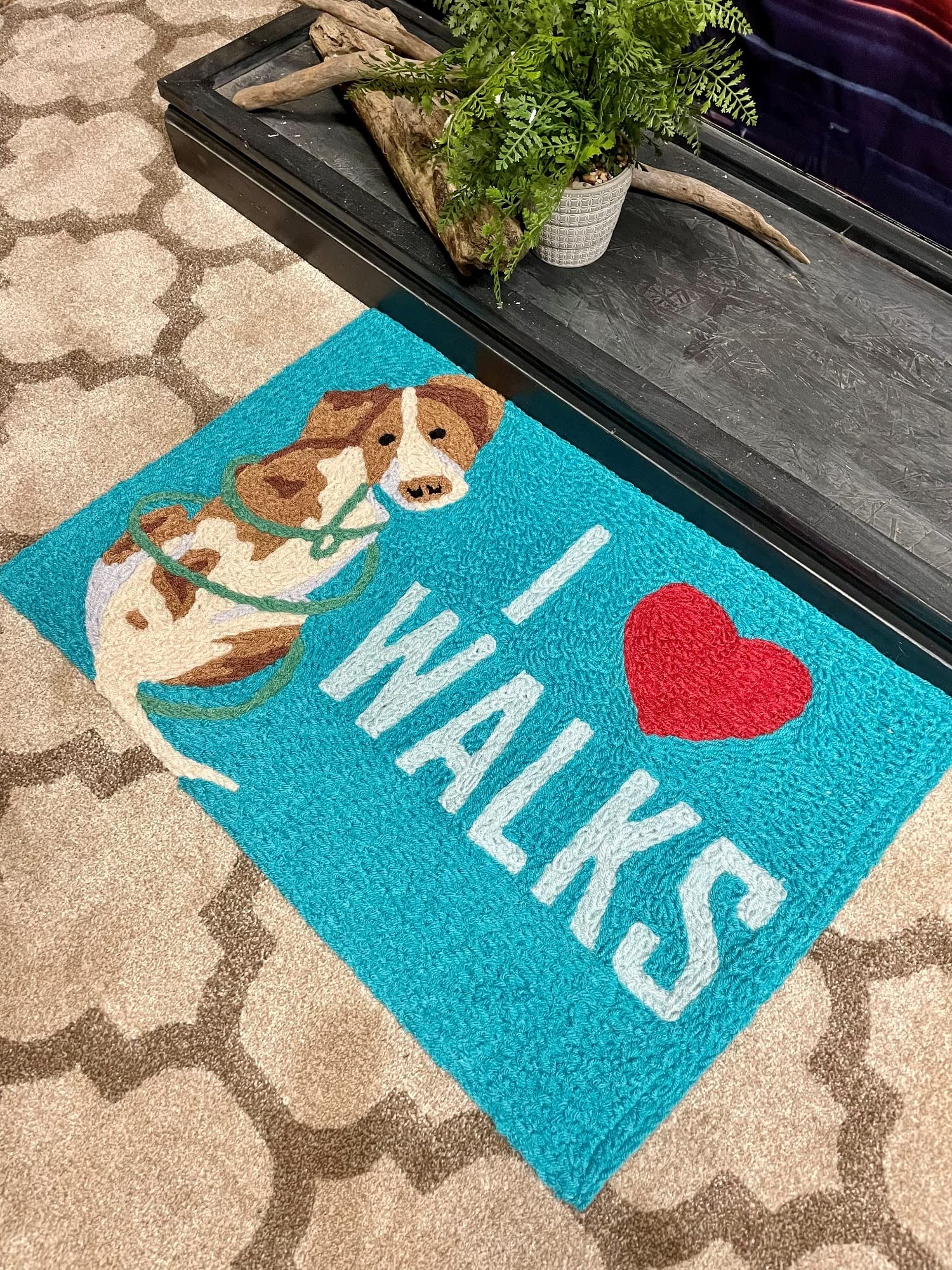 Jellybean Indoor/Outdoor Decorative I Luv Walks Accent Rug - 21" X 33"