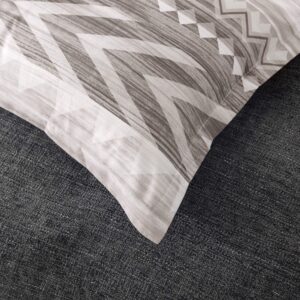 Modern Geo Aztec Duvet Cover Striped Ethnic Boho Southwestern Native Navajo Tribal Diamond Vector 400TC Cotton Bedding 3pc Set Bohemian Geometric Print (Taupe, Full/Queen)