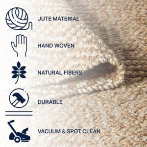 JONATHAN Y NFR100A-3 Hira Hand Woven Diamond Chunky Jute Indoor Area-Rug Bohemian Farmhouse Easy-Cleaning Bedroom Kitchen Living Room Non Shedding, 3 X 5, Natural Color