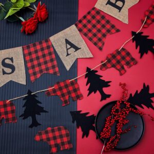 Boao 3 Pcs Lumberjack Birthday Party Banner Lumberjack Theme Christmas Baby Shower Decor It's a Boy Banner Camping Bear Garland Buffalo Plaid Woodland Banner for Hunting Party Backdrop Supplies