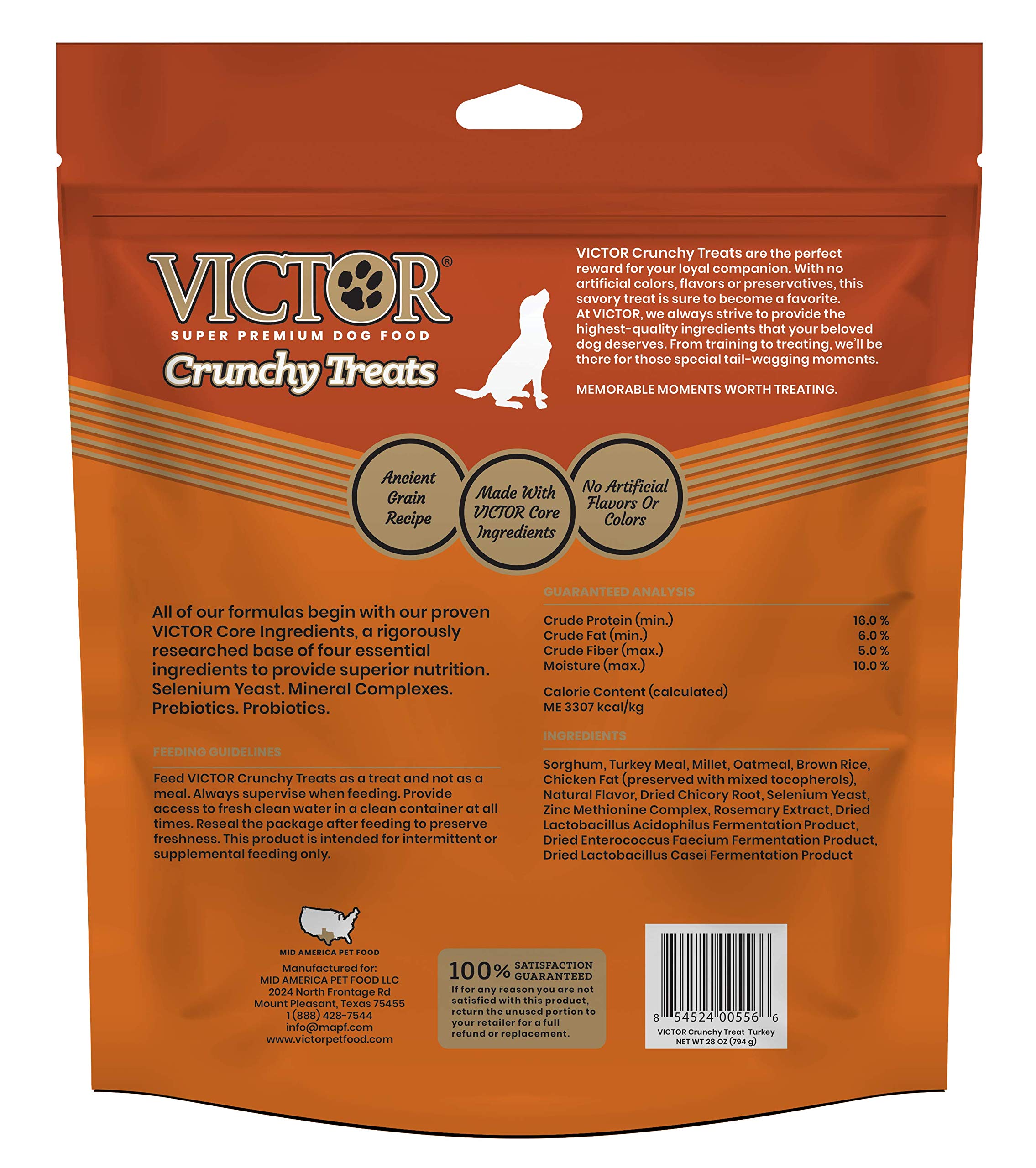 Victor Super Premium Dog Food – Classic Crunchy Dog Treats with Turkey Meal – Gluten-Free Treats for Small, Medium and Large Breed Dogs, 28oz