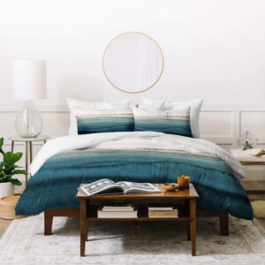 Society6 Monika Strigel Within The Tides-Crashing Waves Teal Full/Queen Duvet Cover and 2 Pillow Shams Set, Multi