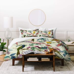 Society6 Burcu Korkmazyurek Floral and Birds VIII King Duvet Cover and 2 Pillow Shams Set, Multi