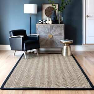 nuloom larnaca seagrass herringbone indoor/outdoor accent rug, 3x4, black