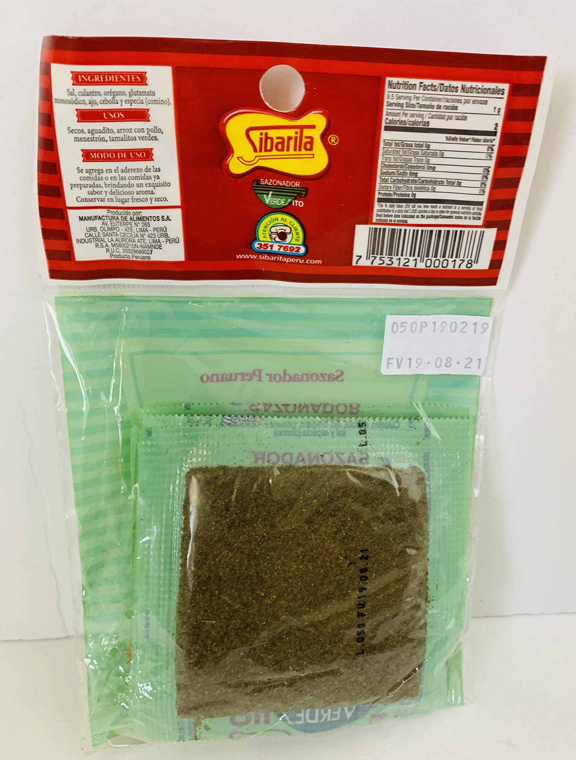 Verdecito Culantro - Peruvian Seasoning 39 Grs - 1.38 Ounces- 6 sachets inside