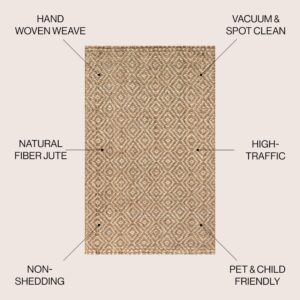 JONATHAN Y NFR100A-3 Hira Hand Woven Diamond Chunky Jute Indoor Area-Rug Bohemian Farmhouse Easy-Cleaning Bedroom Kitchen Living Room Non Shedding, 3 X 5, Natural Color