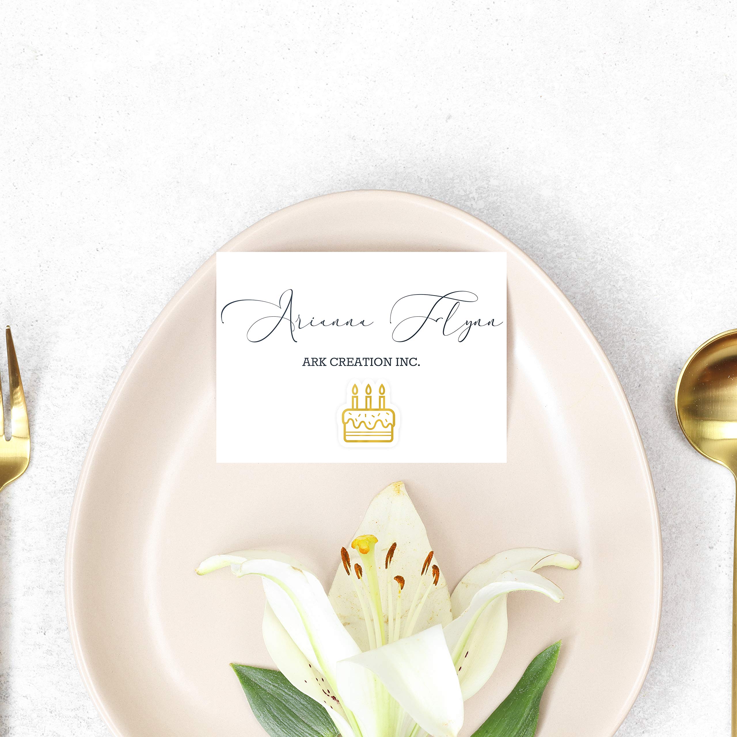 ARK Creation 50 Wedding Meal Stickers for Place Cards - Place Card Menu Choices - Wedding Meal Choice Stickers (Gold, Birthday Cake)