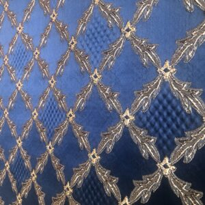 57" Wide Diamond Drapery Upholstery Jacquard Fabric Navy Blue Color by The Yard