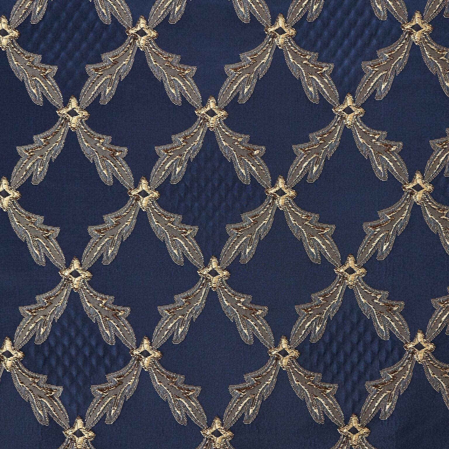 57" Wide Diamond Drapery Upholstery Jacquard Fabric Navy Blue Color by The Yard