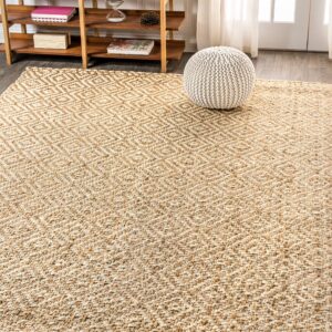 JONATHAN Y NFR100A-3 Hira Hand Woven Diamond Chunky Jute Indoor Area-Rug Bohemian Farmhouse Easy-Cleaning Bedroom Kitchen Living Room Non Shedding, 3 X 5, Natural Color