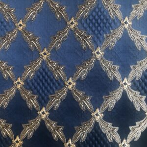 57" Wide Diamond Drapery Upholstery Jacquard Fabric Navy Blue Color by The Yard