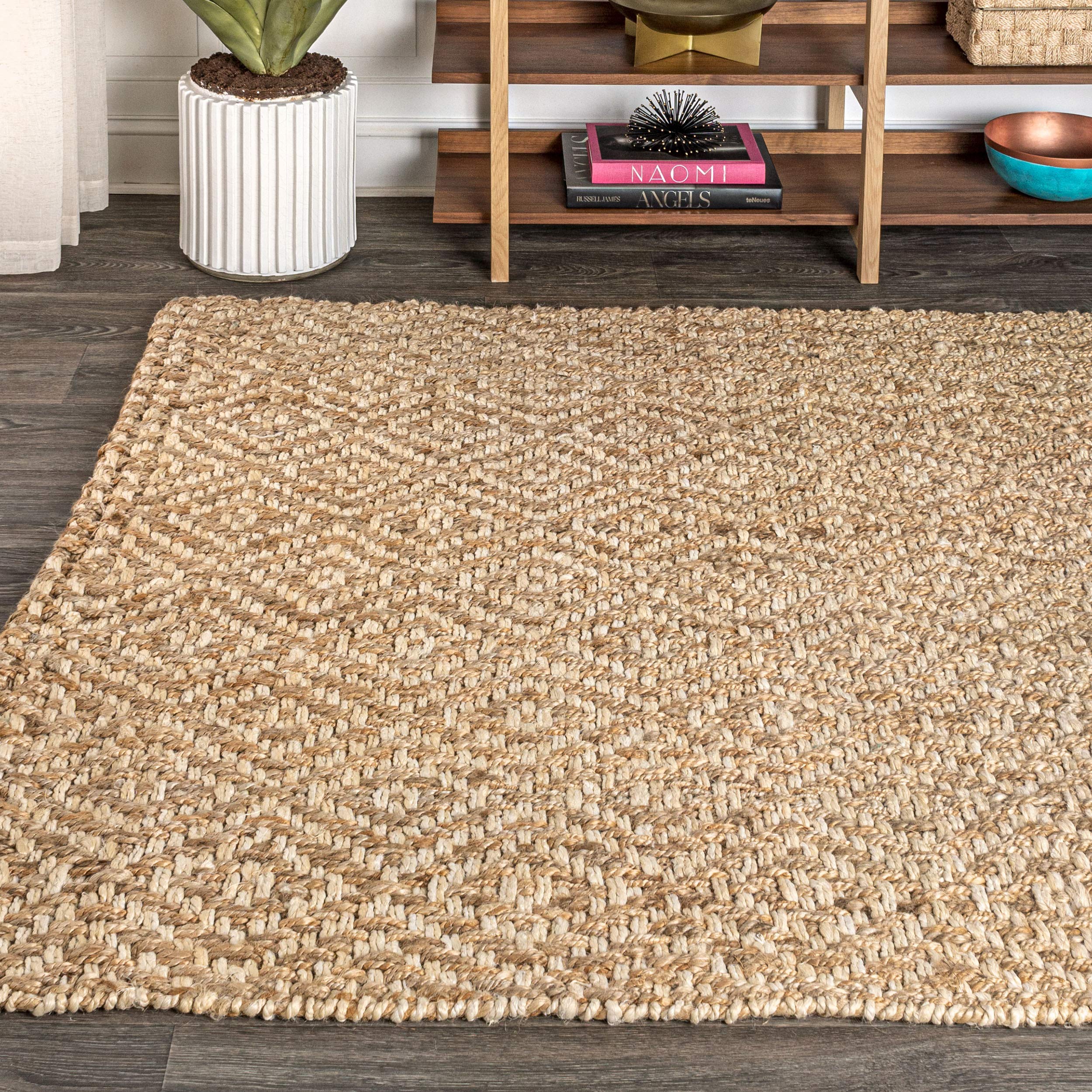 JONATHAN Y NFR100A-3 Hira Hand Woven Diamond Chunky Jute Indoor Area-Rug Bohemian Farmhouse Easy-Cleaning Bedroom Kitchen Living Room Non Shedding, 3 X 5, Natural Color