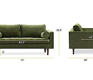 POLY & BARK Napa 72" Apartment Sofa, Distressed Green Velvet