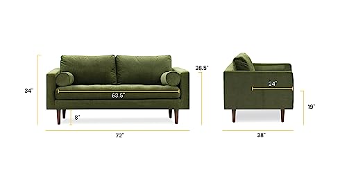 POLY & BARK Napa 72" Apartment Sofa, Distressed Green Velvet