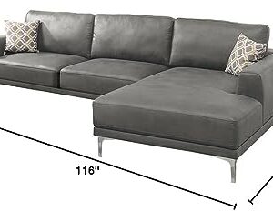 Poundex Sectional, Antique Grey