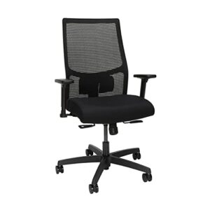 hon office desk chair ignition 2.0 - office chair ergonomic desk chair, home office desk chairs, adjustable lumbar & armrests, seat-slide, back support, cushion, swivel wheels, black