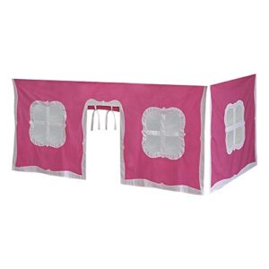 max & lily underbed curtain for low bunk bed/low loft bed, play curtain for kids, cotton privacy curtain for bottom bunk, 2 panel curtain set hot pink/white