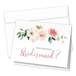 hat acrobat bridesmaid proposal cards. 8 will you be my bridesmaid and 2 maid of honor cards with envelopes. set of 10 elegant floral cards for the bridal party