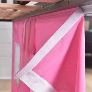 Max & Lily Underbed Curtain for Low Bunk Bed/Low Loft Bed, Play Curtain for Kids, Cotton Privacy Curtain for Bottom Bunk, 2 Panel Curtain Set Hot Pink/White