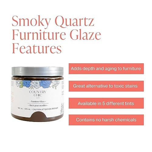 Furniture Glaze - Antique Patina Special Effects Glaze for Chalk Style Furniture Paint, Eco-Friendly Wood Stain, 6 Color Choices - Smoky Quartz [Chocolate Brown] - (4 oz)